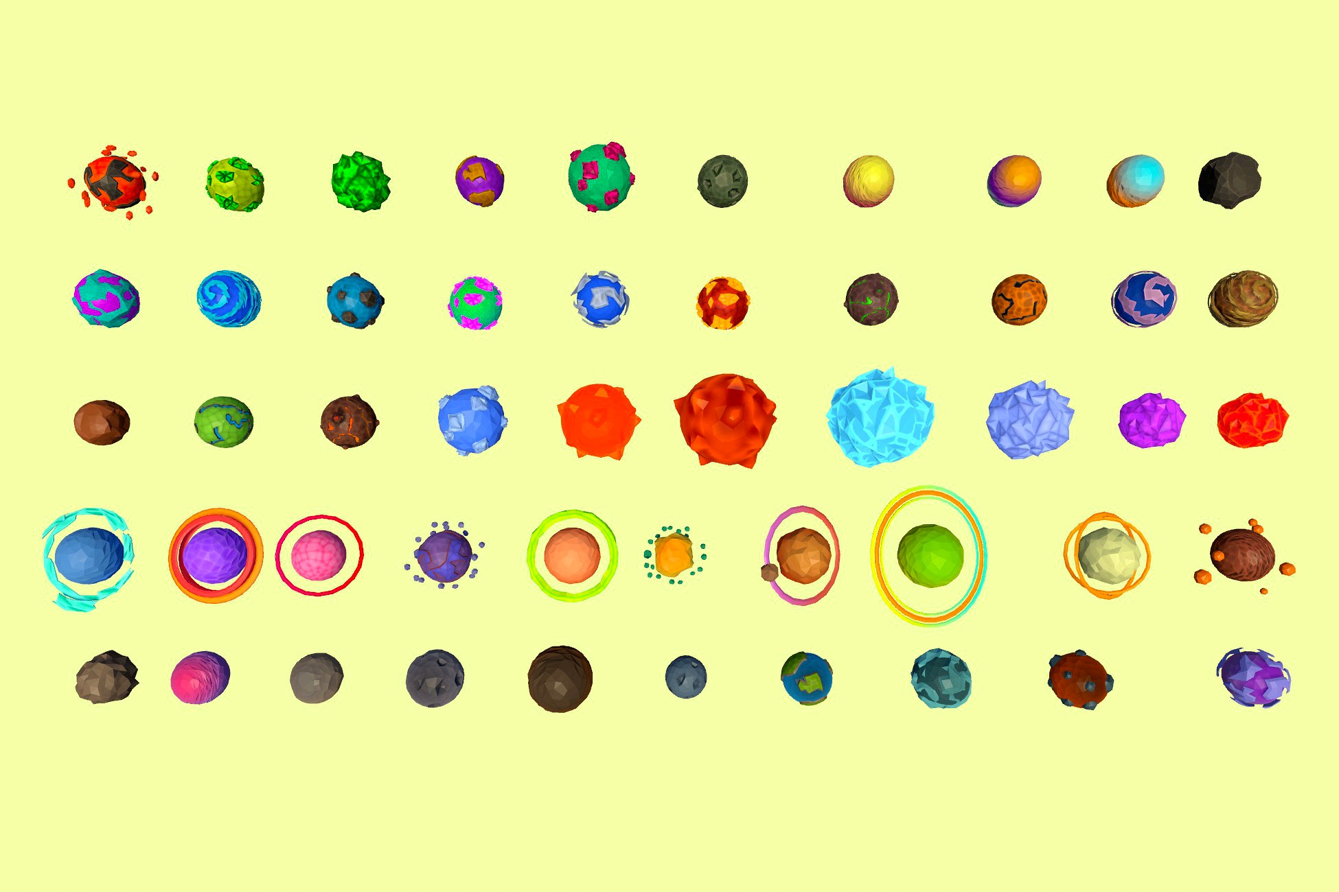 Stylized Planets Collection Space Sci-Fi Cosmos Universe Planets Pack ...