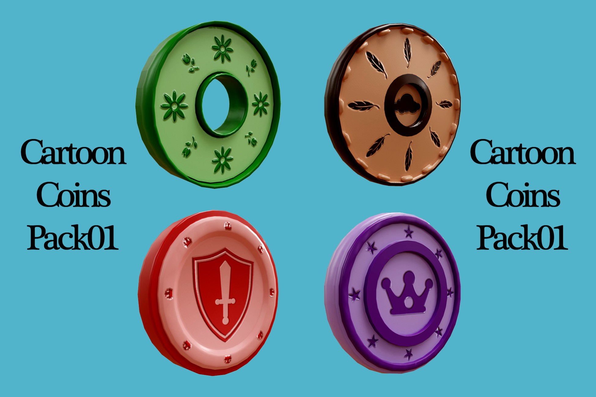 Cartoon Coins Pack01 3d model