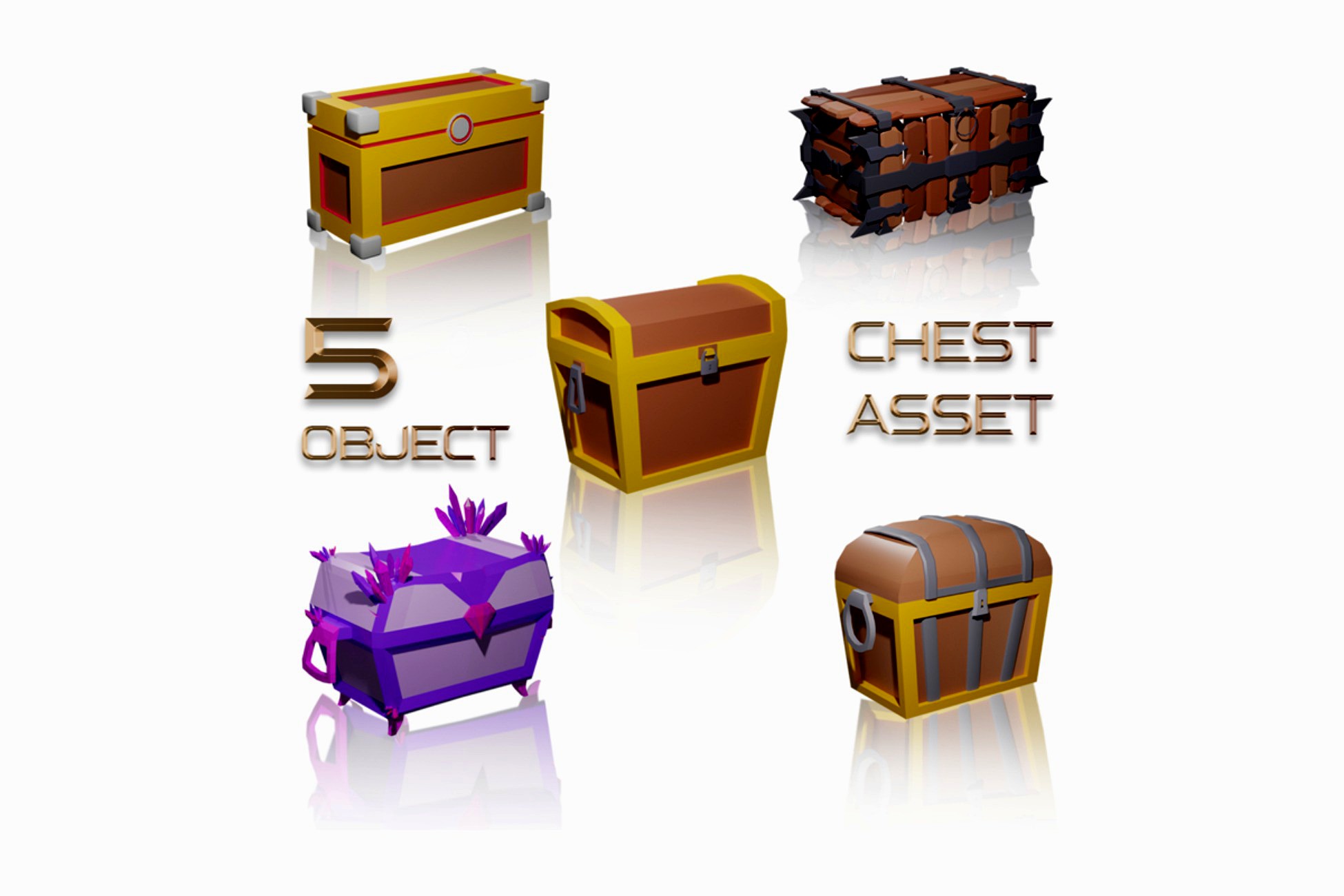5 Models Chest Assets 3d