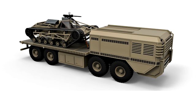 Military truck with gi joe tracked vehicle 3d model