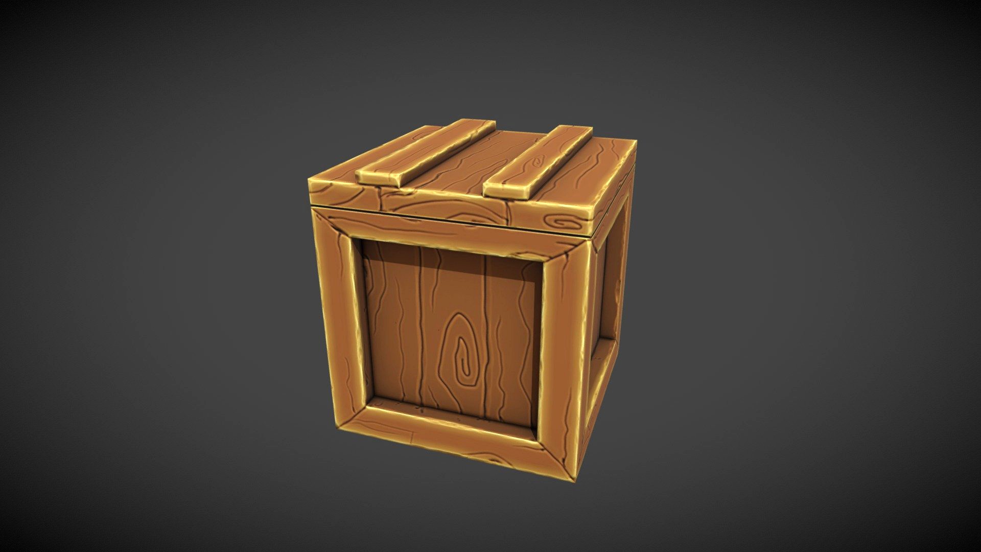 Stylized lowpoly wooden box game asset container 3d model