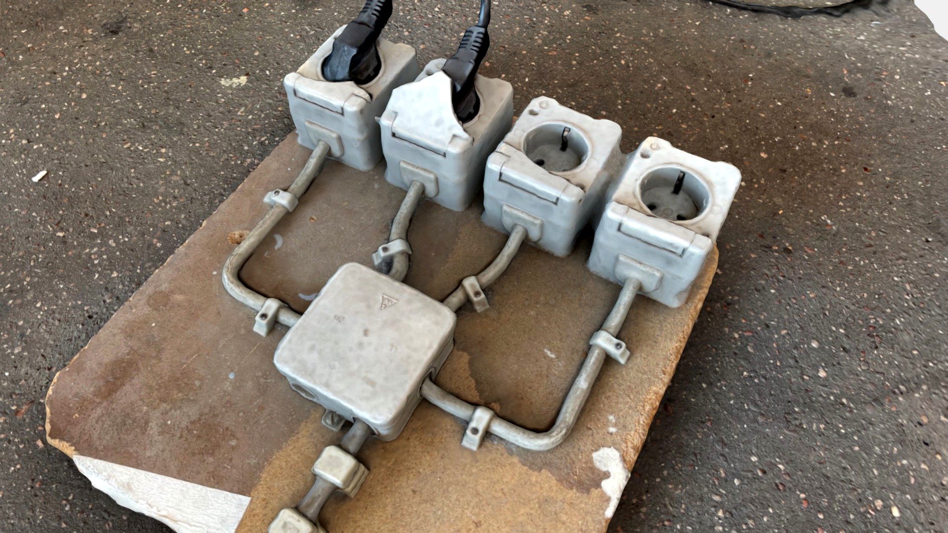 plug socket German 4 way 3d model