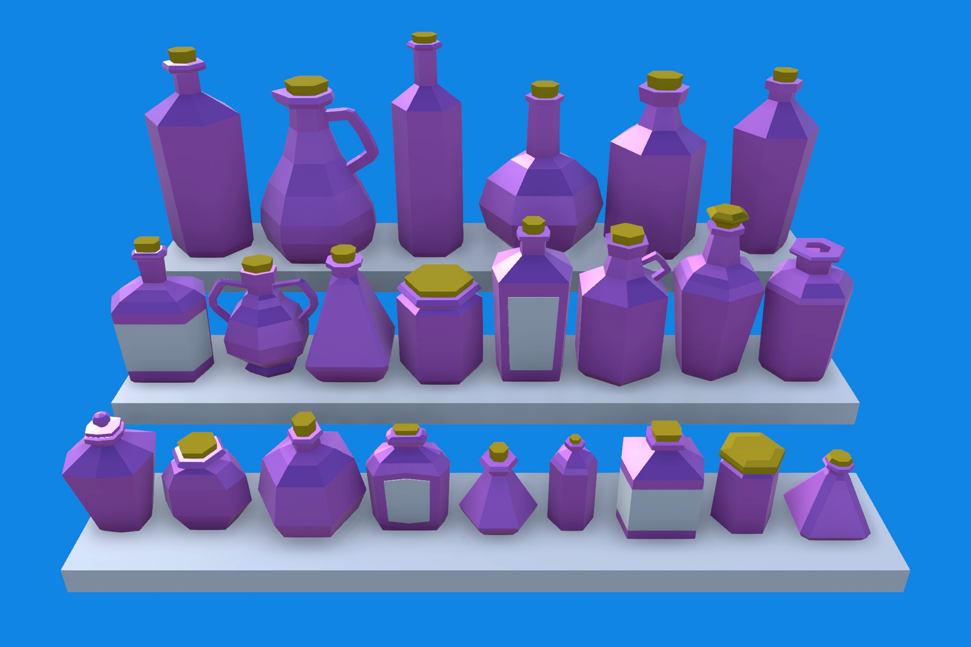 Low Poly Bottles 3d model