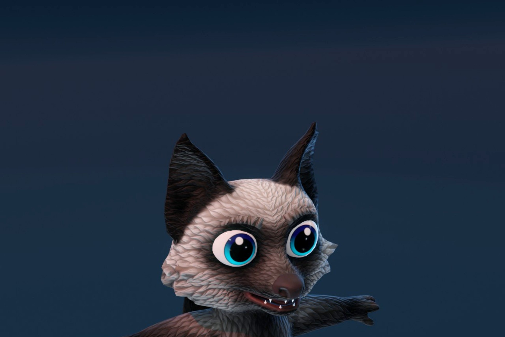 Cartoon Silver Fox Animated 3D Model