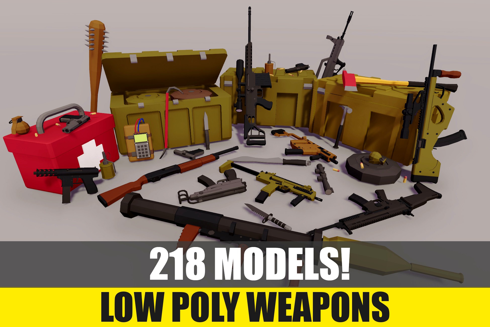 Ultimate Characters Bundle + Weapons Bundle + 504 3D Icons model