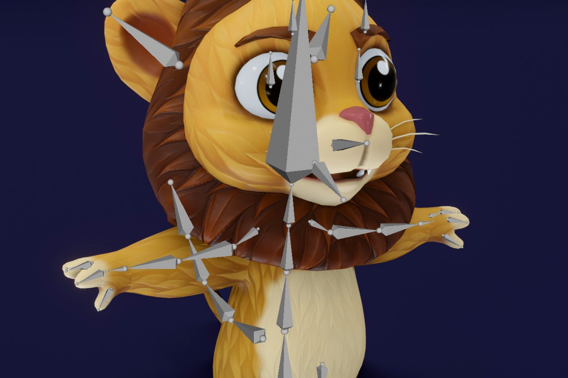 Cartoon Lion Rigged 3D Model