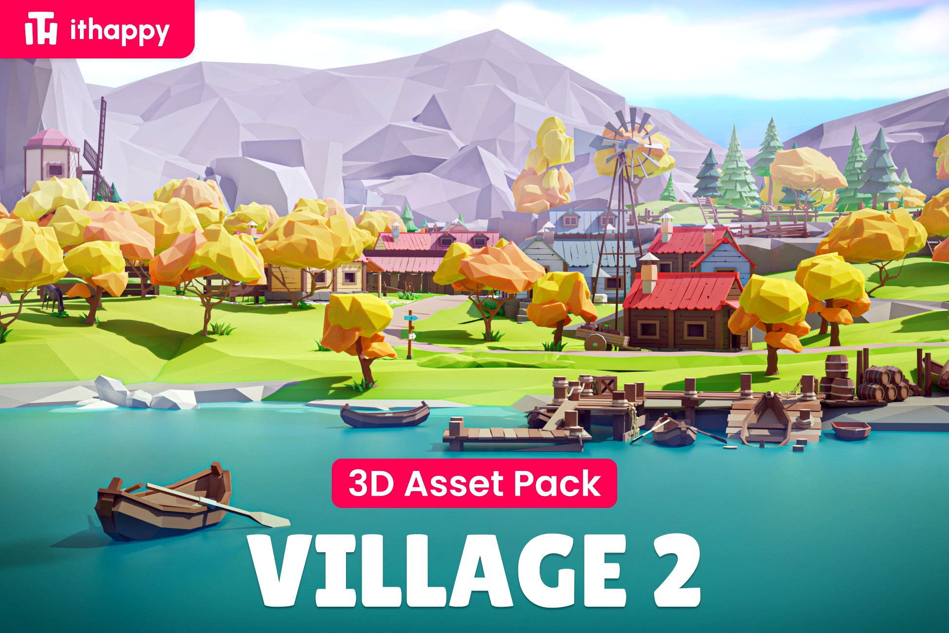 Village 2 - Low Poly 3D Models Pack
