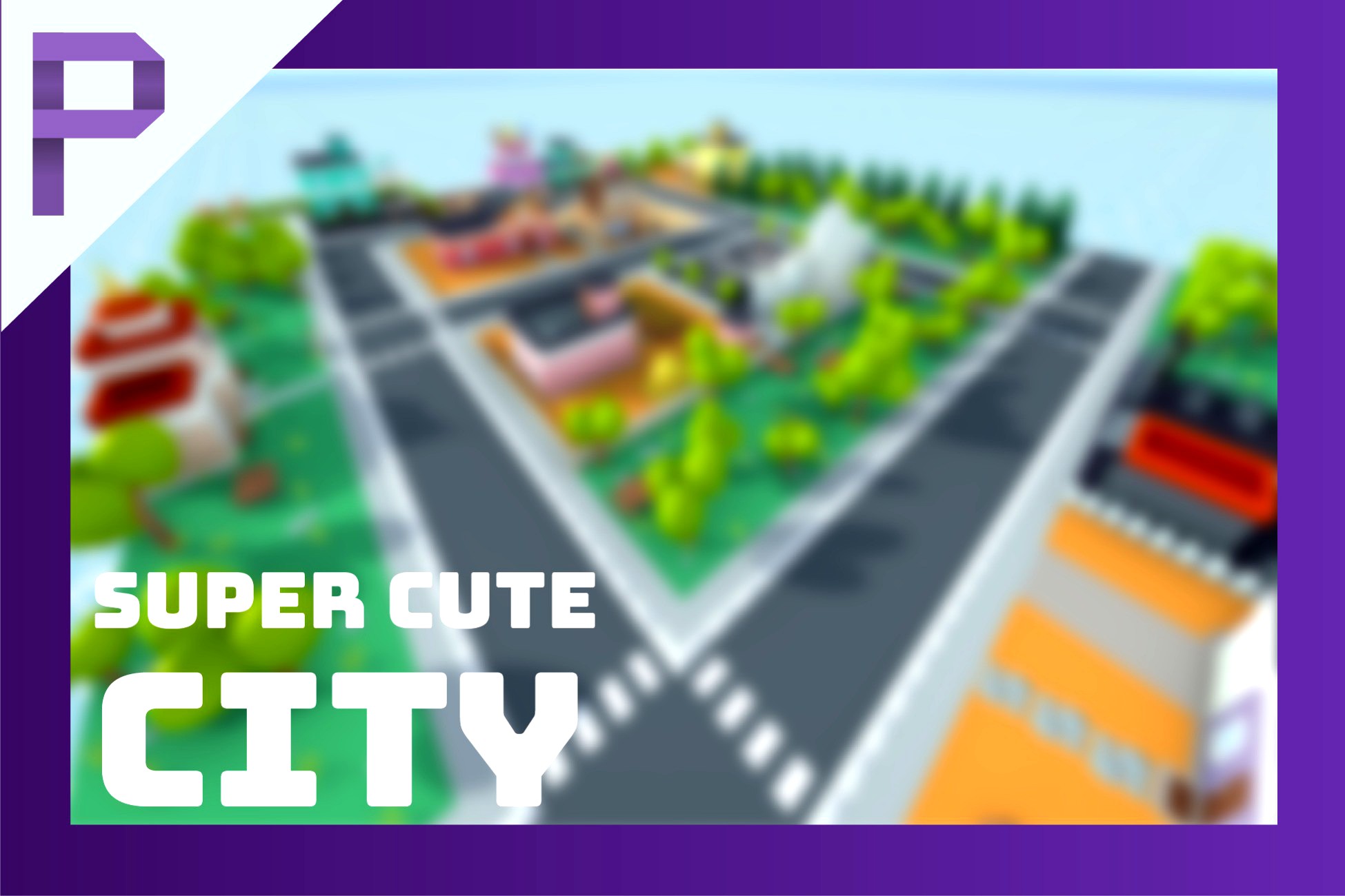 Cute City Pack | Cartoon Town | Modular 3d model
