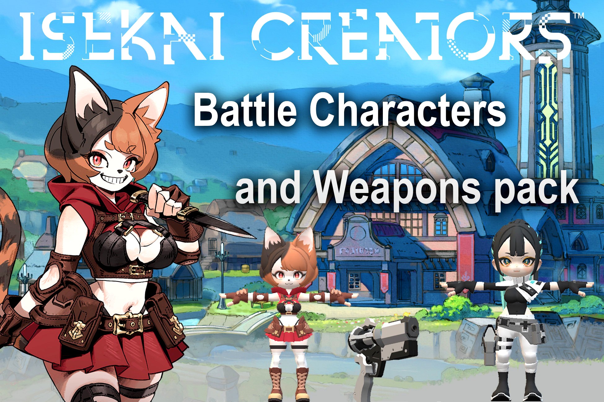 ISEKAI CREATORS Battle Characters and Weapons Pack 3d model