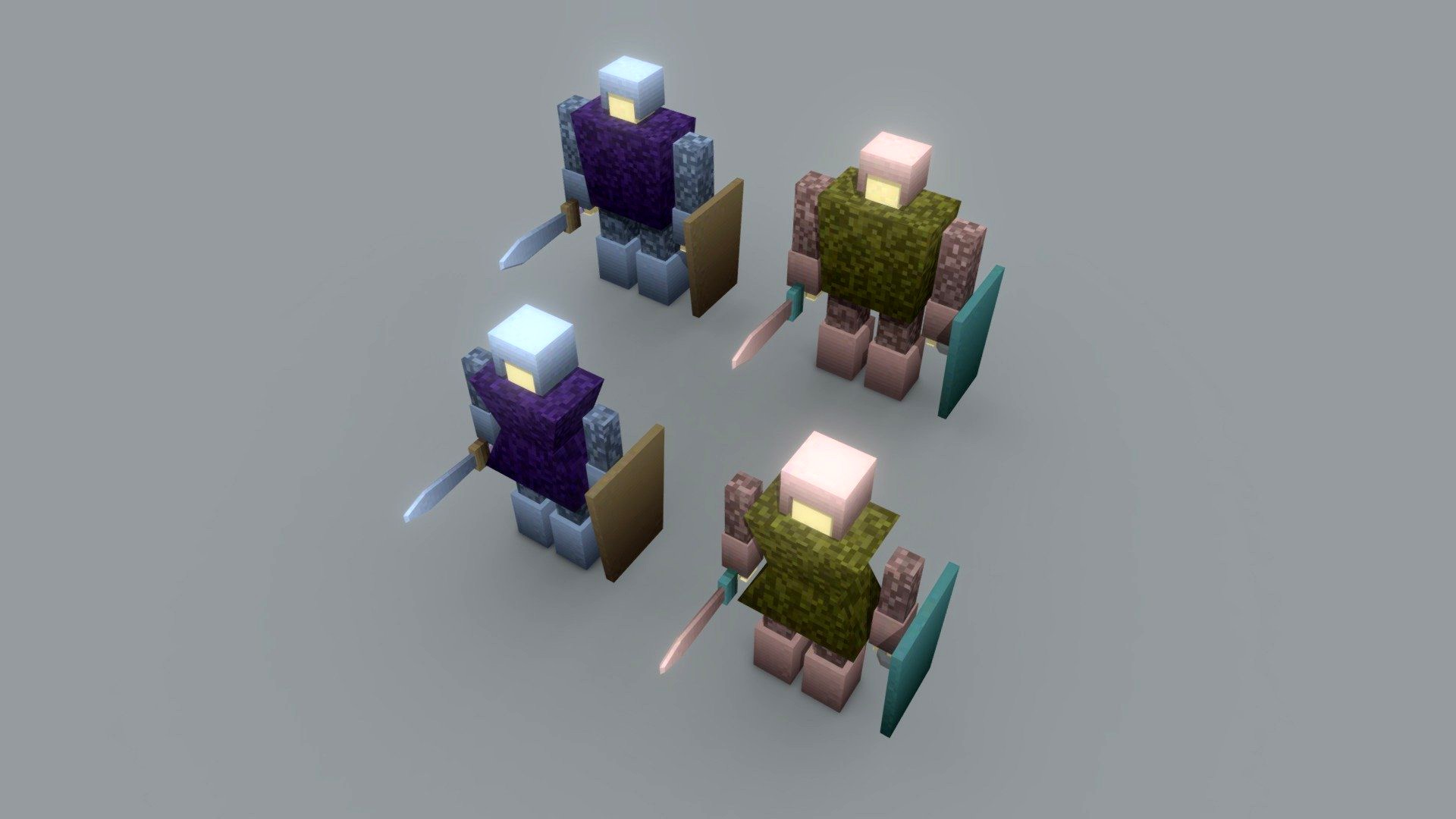 Fantasy Low Poly Medieval Warrior Set 3d model