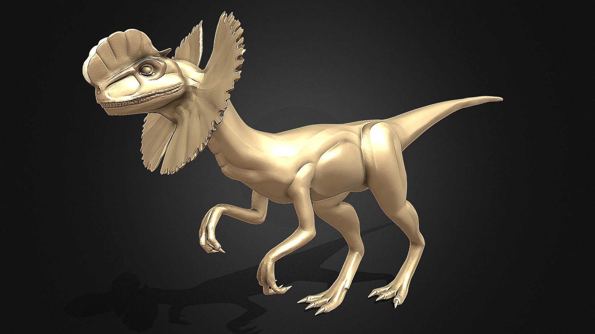 Gold Dilophosaurus Pose 3d model
