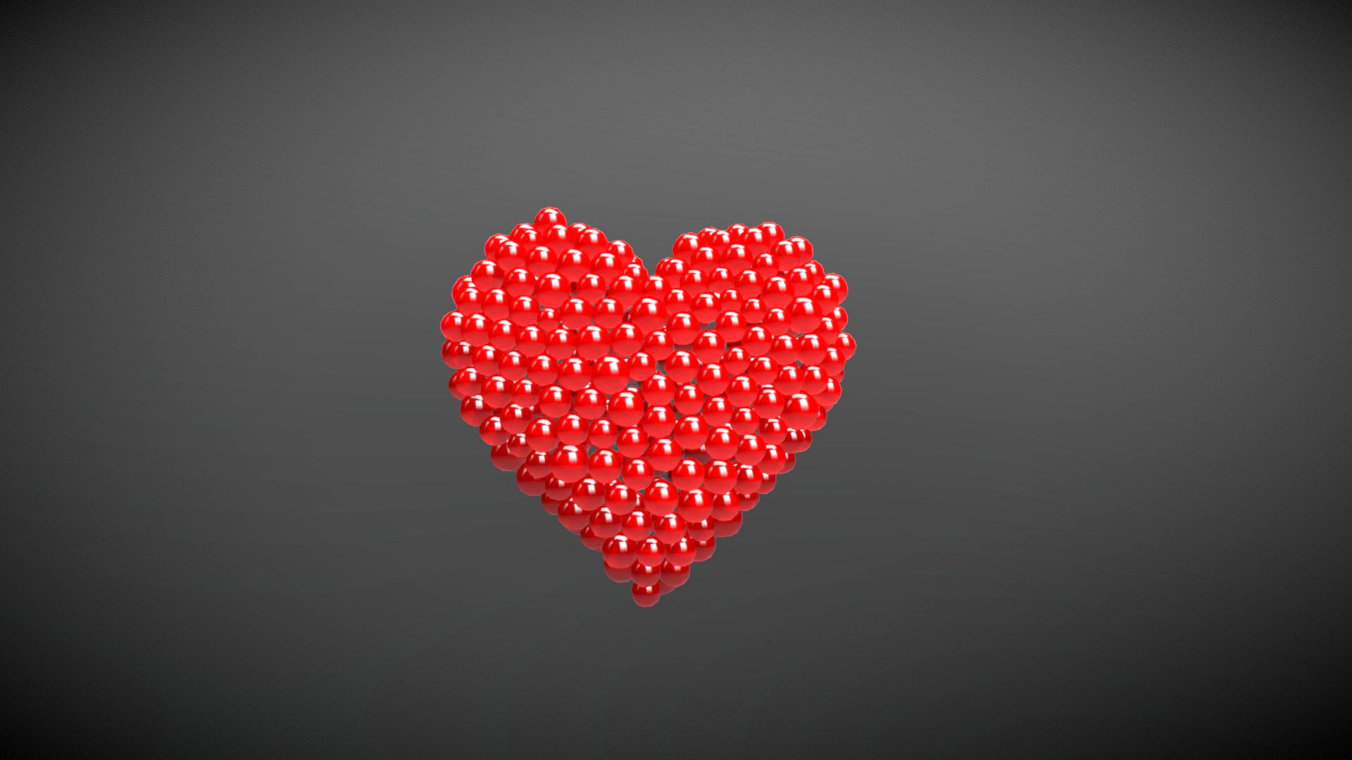 heart shape forming animation from spheres 3d model