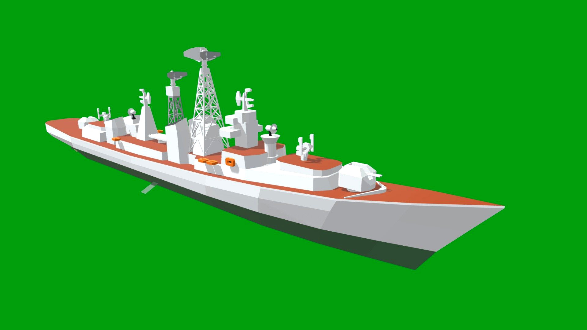 Kashin Class Low-poly Destroyer 3d model