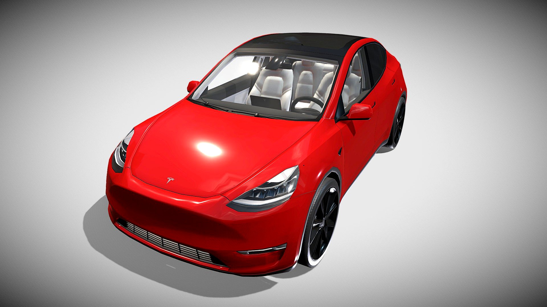 Tesla Model Y AWD Red with interior and chassis 3d