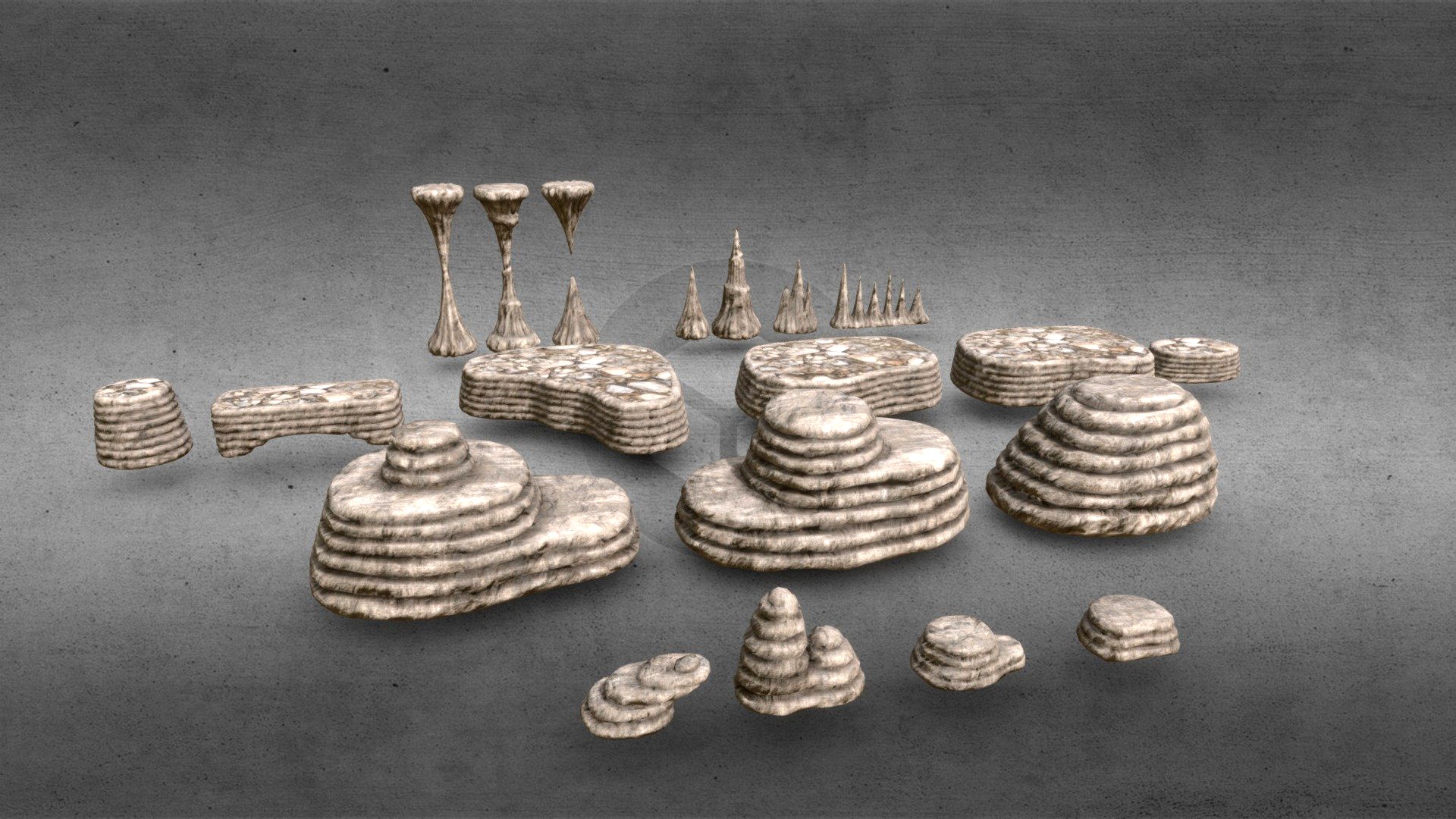 Cave Rocks - Drip Stone Pillar Rock Platform 3d model