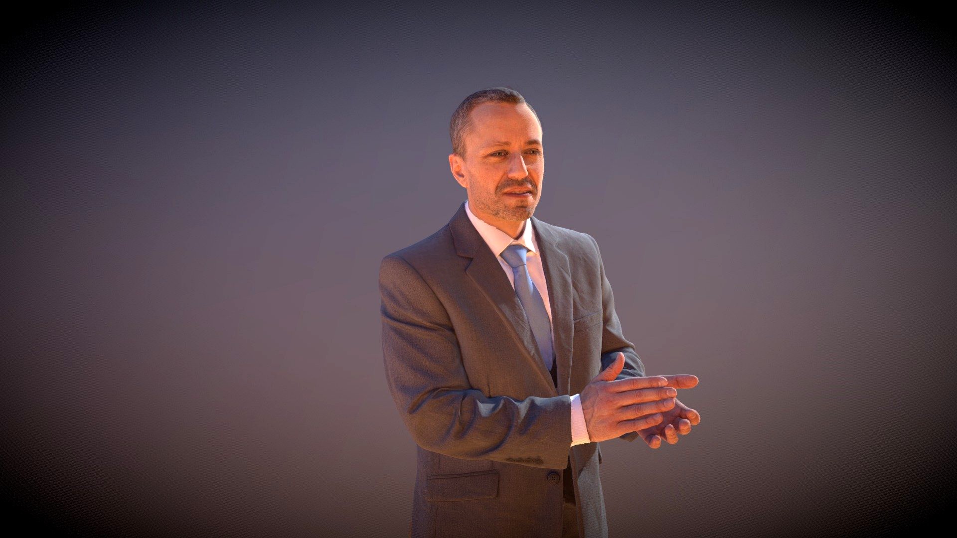 Elegant Business Man Fortitude Standing Clapping 3d model