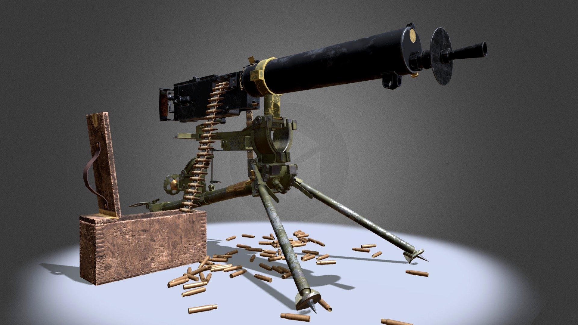 Type24 maxim gun [4k texture] 3d model