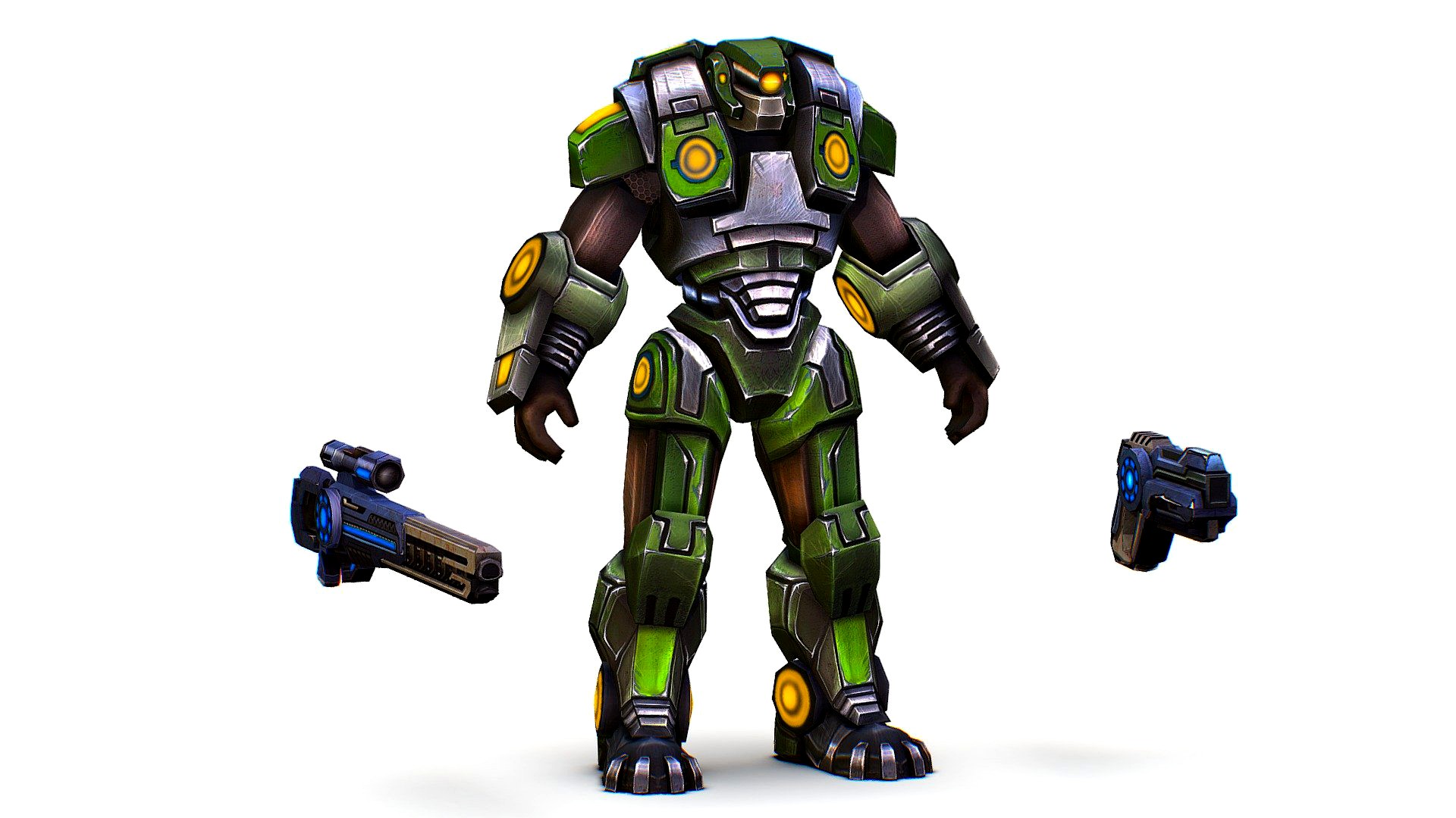 Cartoon Sci-Fi Cyborg Drone Heavy Sniper Soldier 3d model