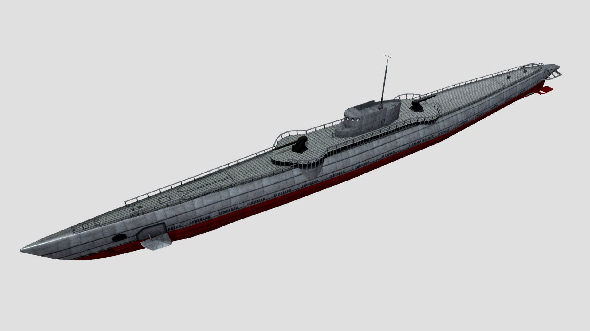 USS Nautilus SS-168 WW2 Submarine Low Poly Asset 3d model