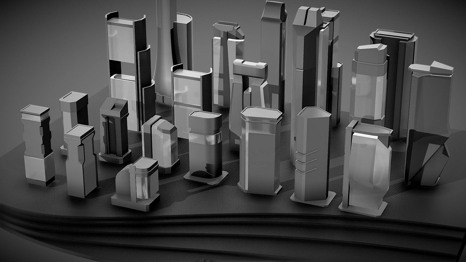 Mockup Buildings for Maquette / Prototyping 3d model