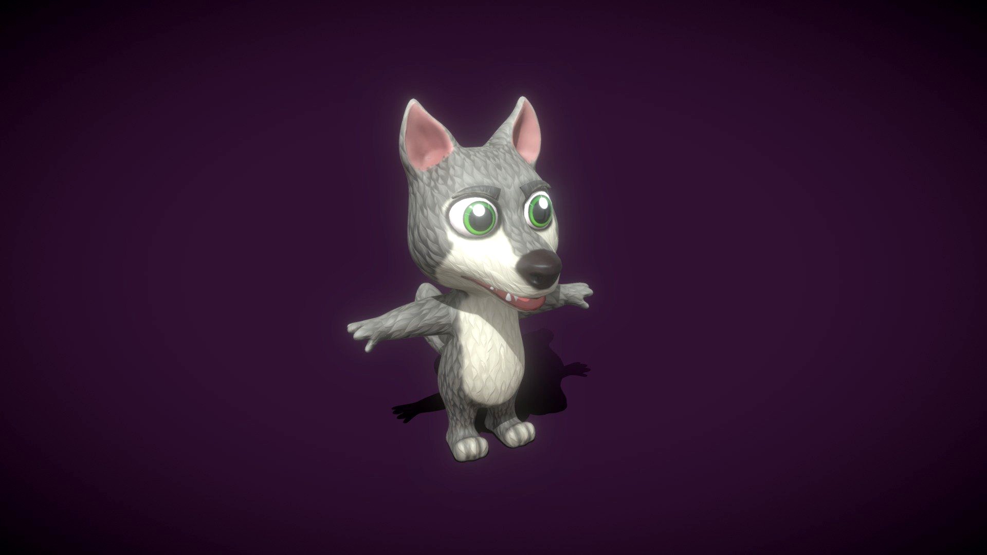 Cartoon Wolf Rigged 3D Model