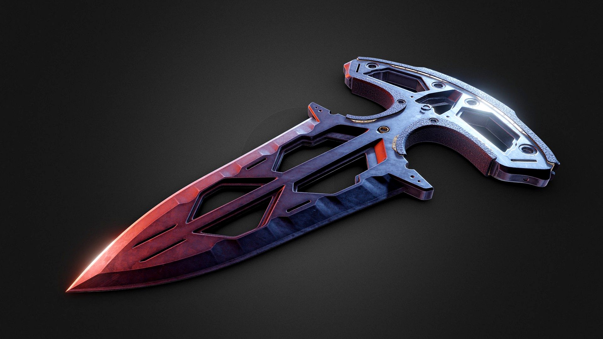 Push Dagger Knife 3d model