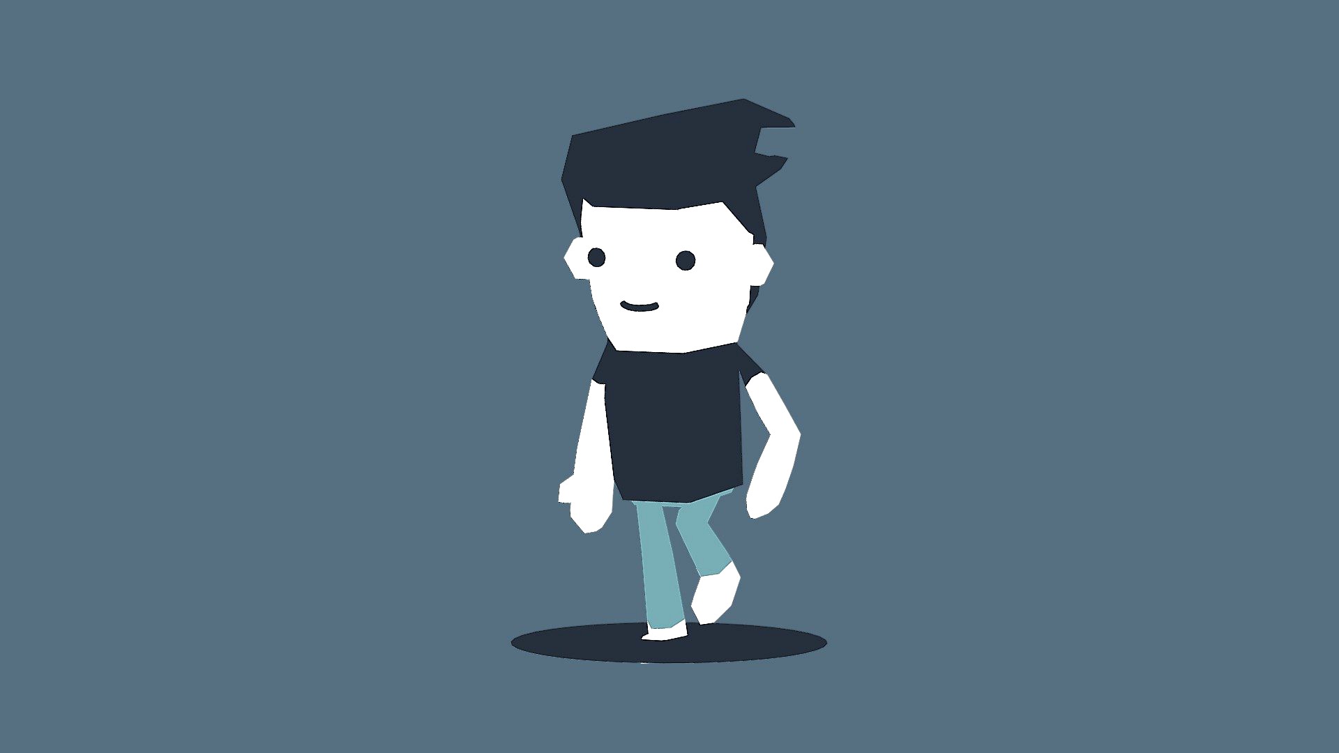 simple character walk animation 3d model