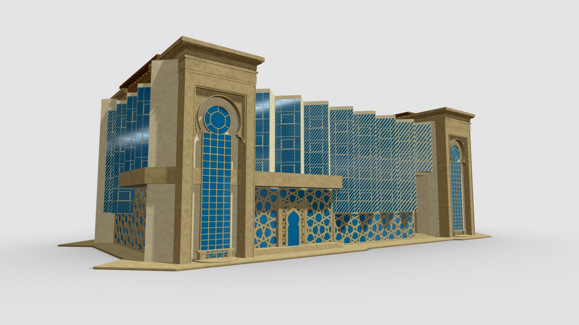 0170 - Islamic Facade Building 3d model