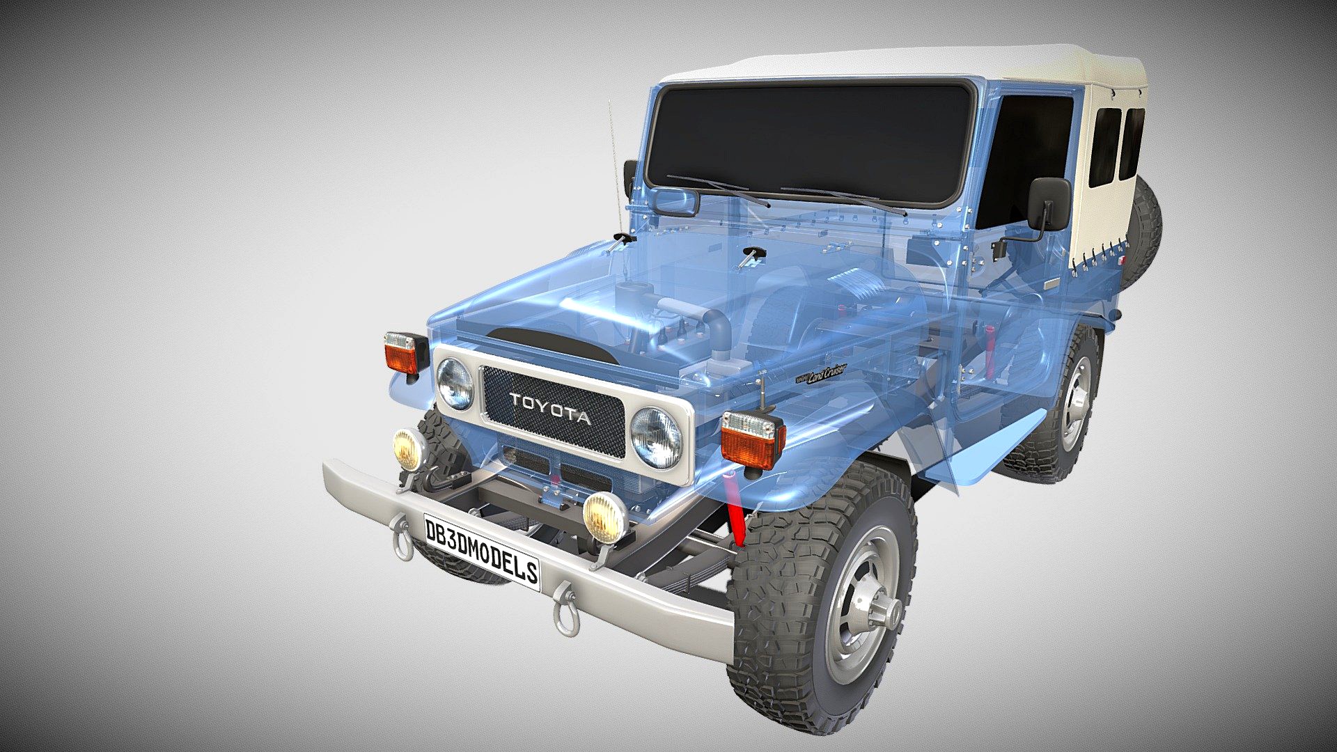 Toyota Land Cruiser FJ 40 Soft Top with Chassis 3d model