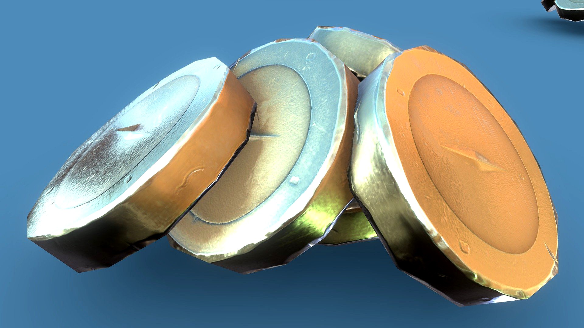Stylized PBR Gold Coins Pack 3d model