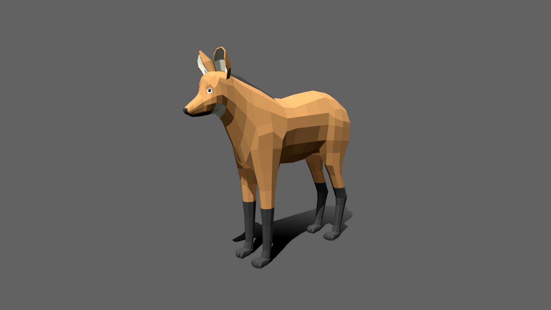Low Poly Cartoon Maned Wolf 3d model