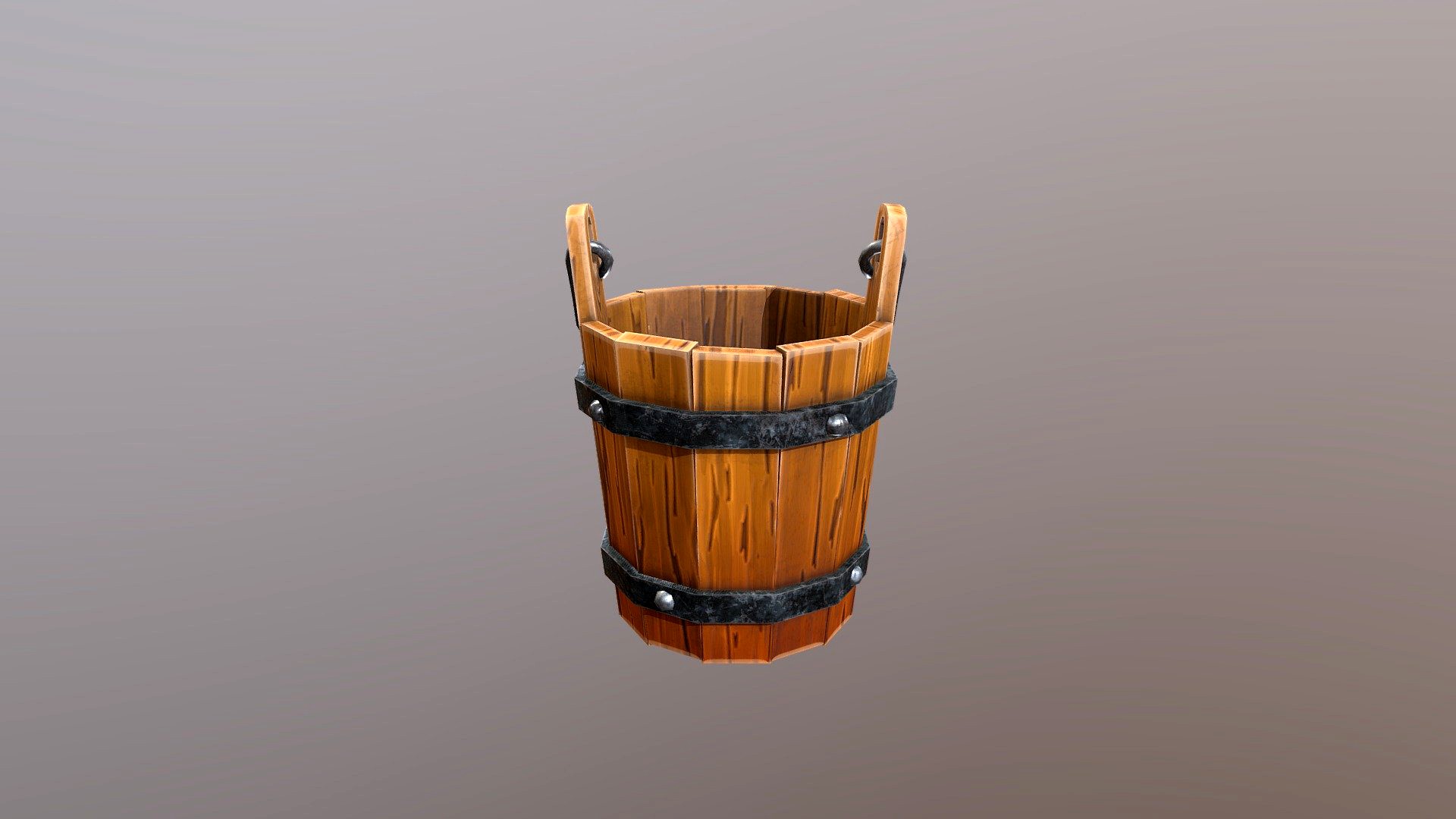 Stylized Wooden Bucket 3d model