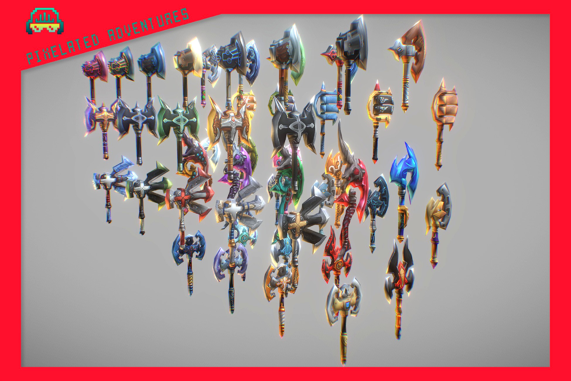 Cartoon Fantasy Axes (+45) 3d model