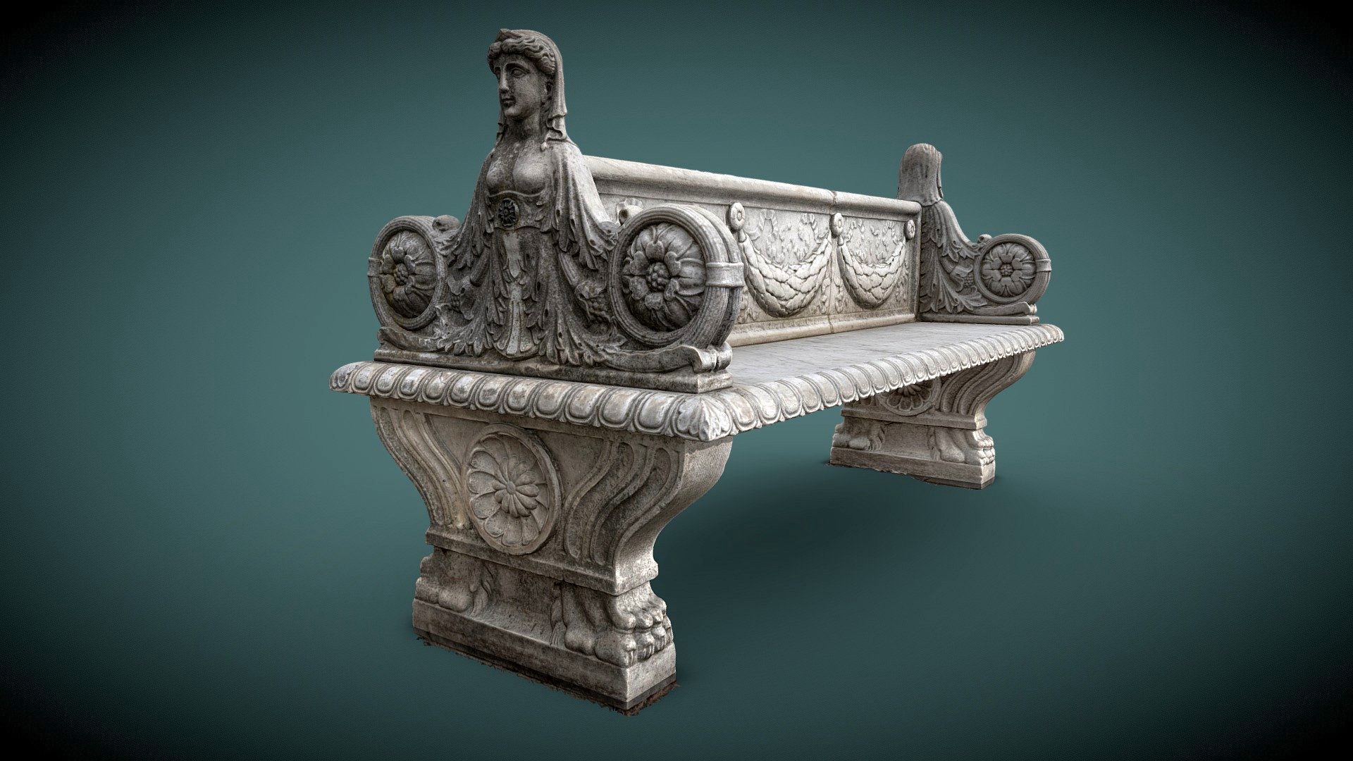 Roman Garden Bench 3d model