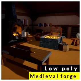 Low Poly Medieval Forge +68 meshes 3d model