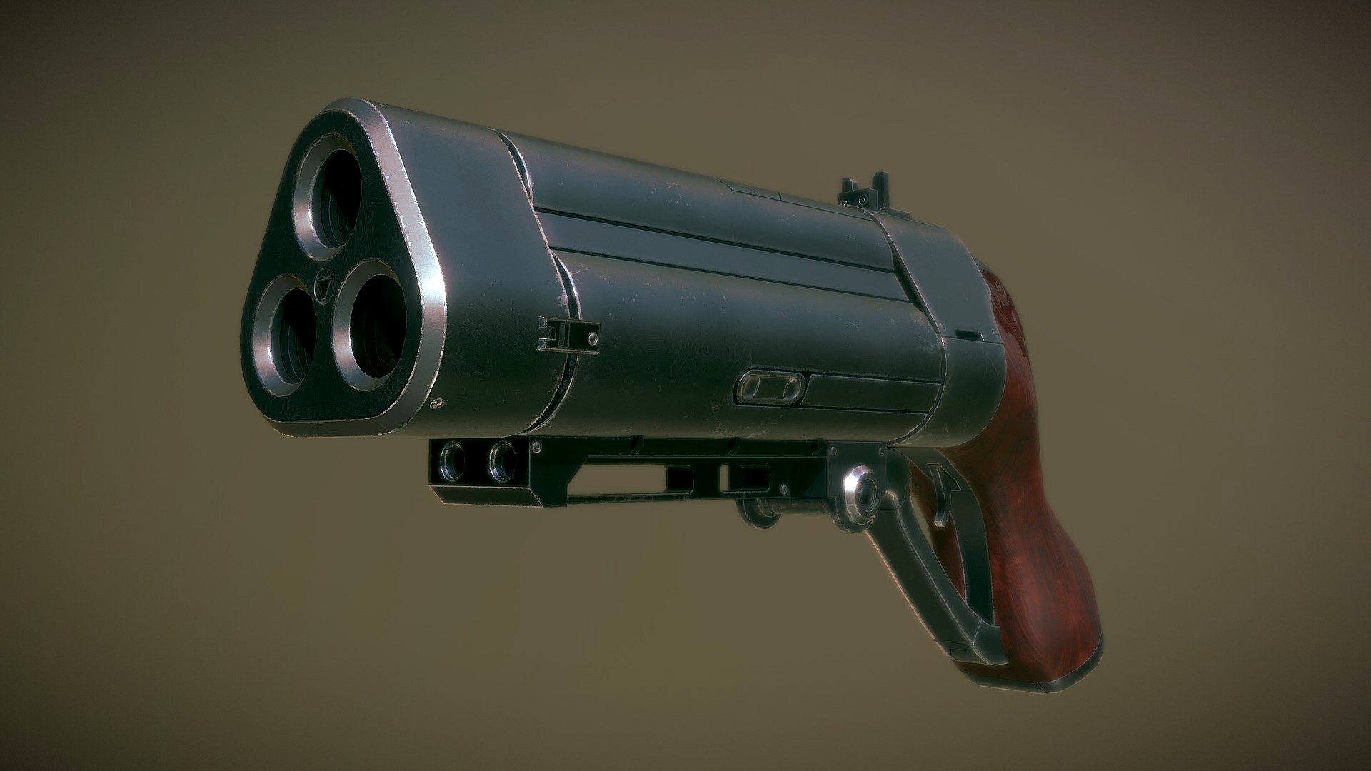 Triple Barreled Pistol 3d model