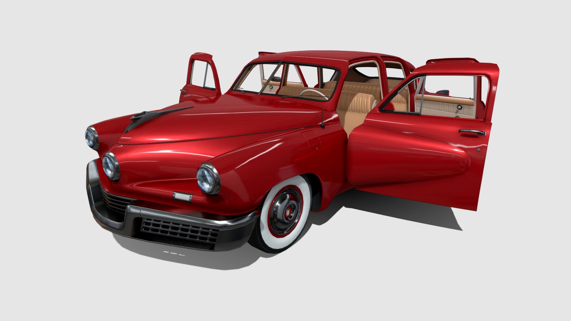 Tucker 48 Red with Interior 3d model