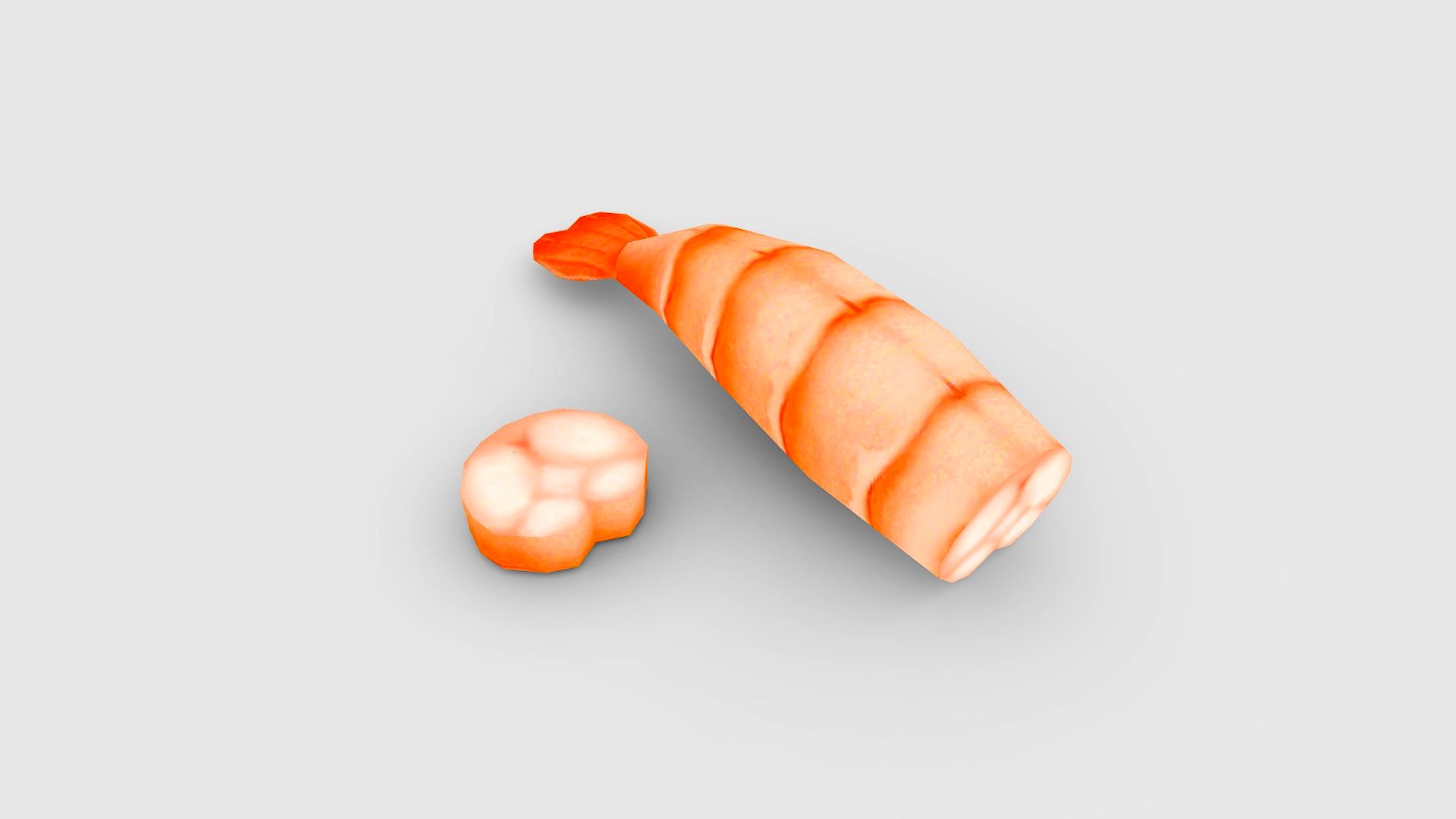 Cartoon Boiled Shrimp Tail - Shrimp Piece 3d model