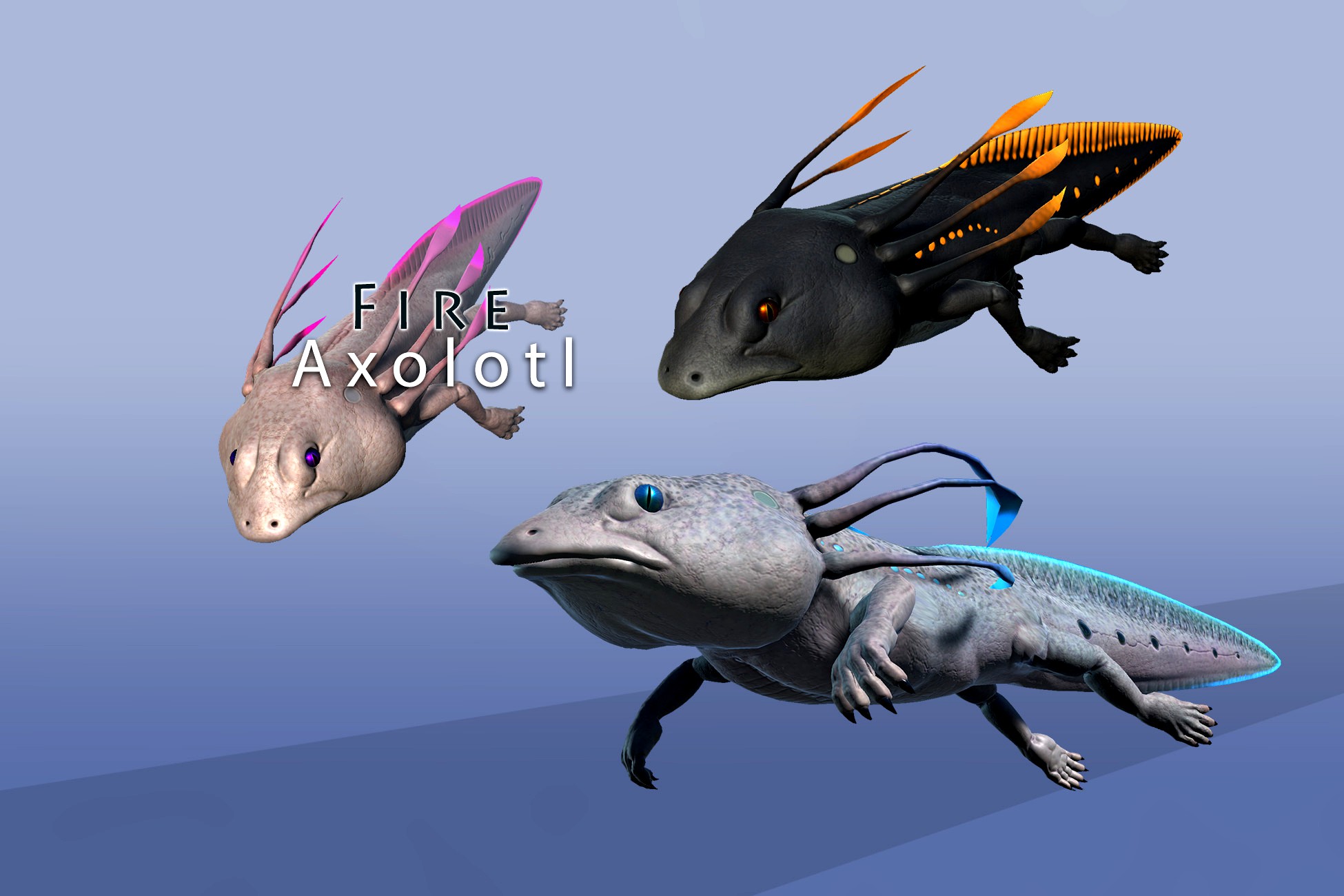 Fire Axolotl 3d model