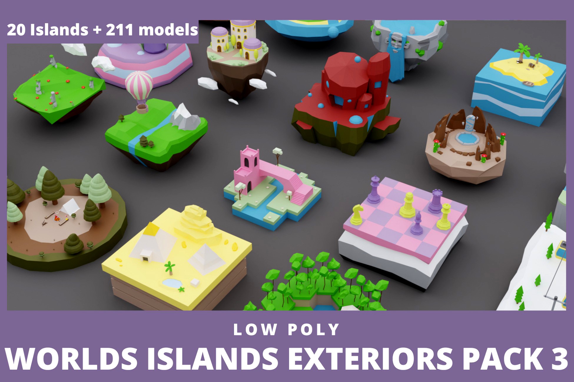 Low Poly Worlds Islands Exteriors Pack 3 3d model