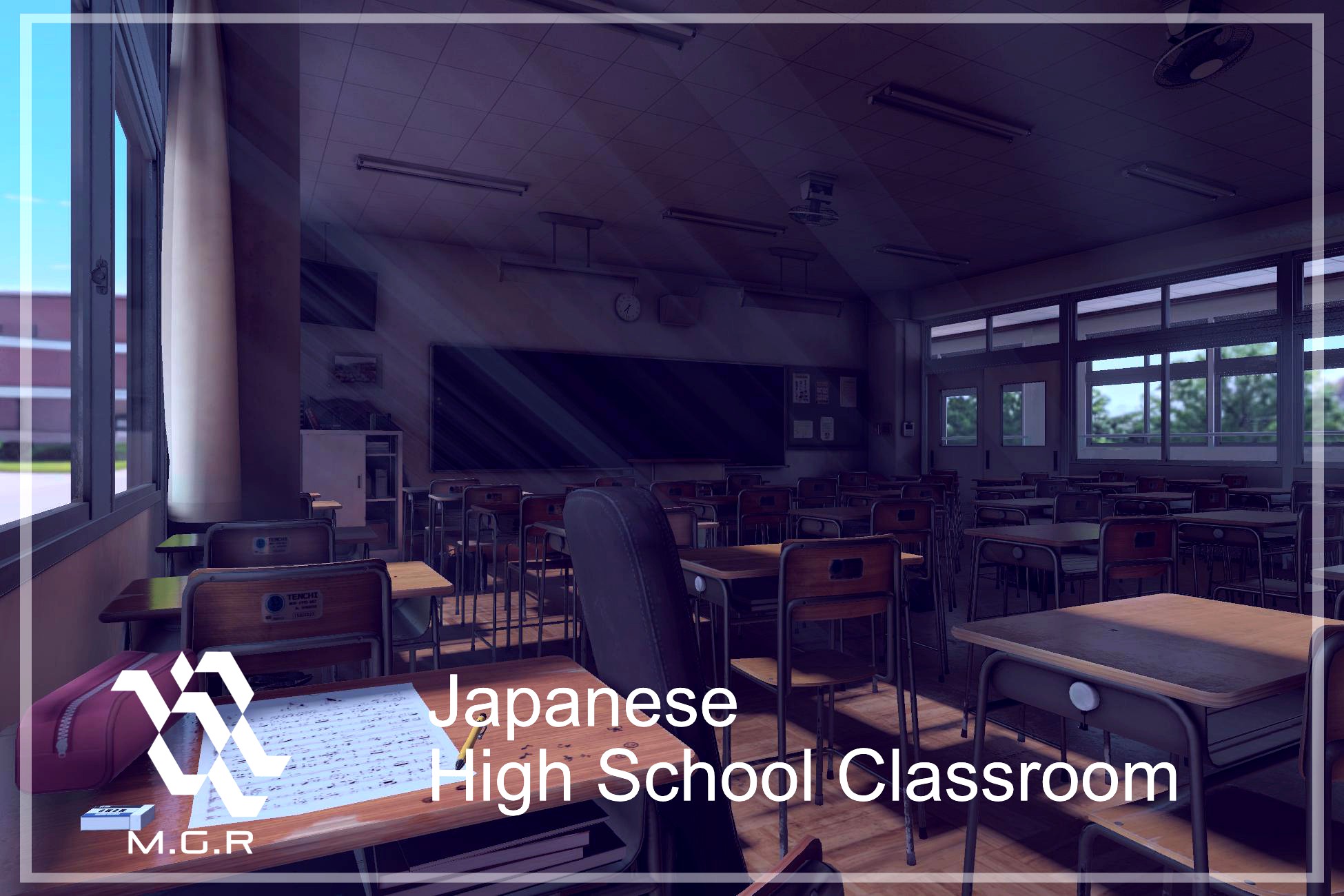 Japanese High School Classroom 3d model