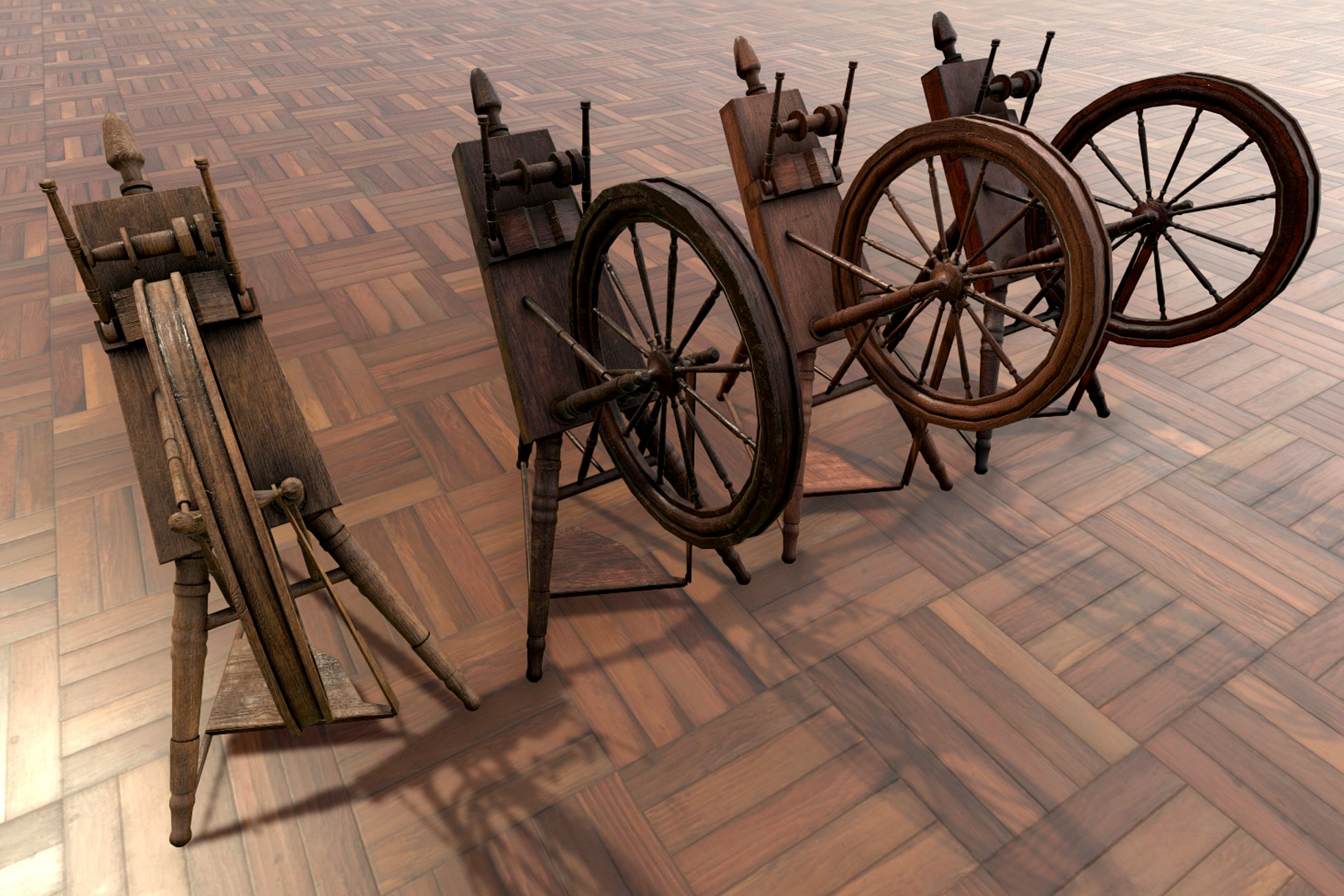 Antique Spinning Wheel 3d model