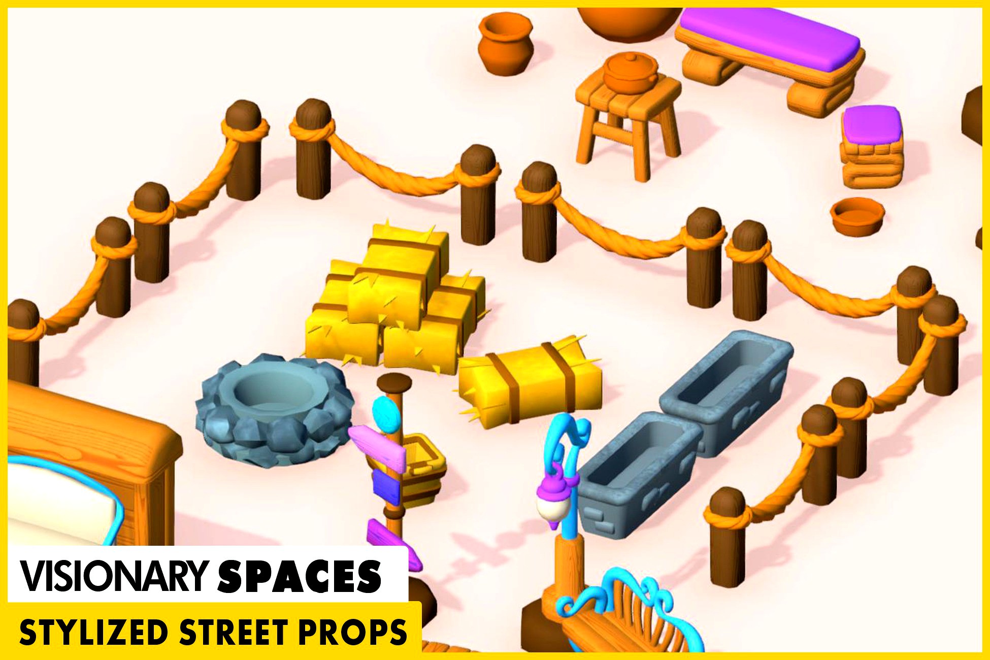 Stylized Street Props 3d model