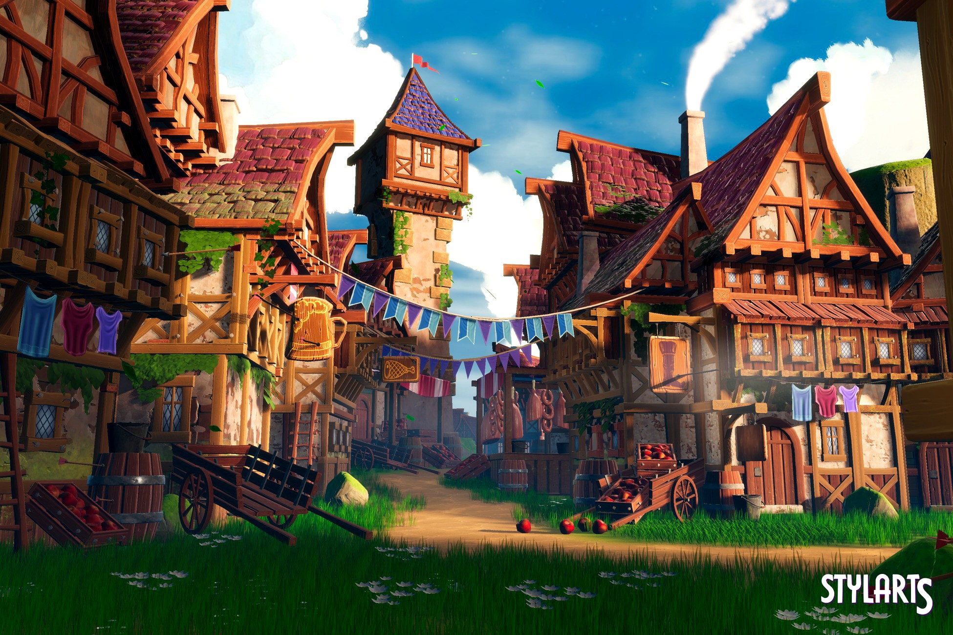 Modular Stylized Medieval Town 3d model