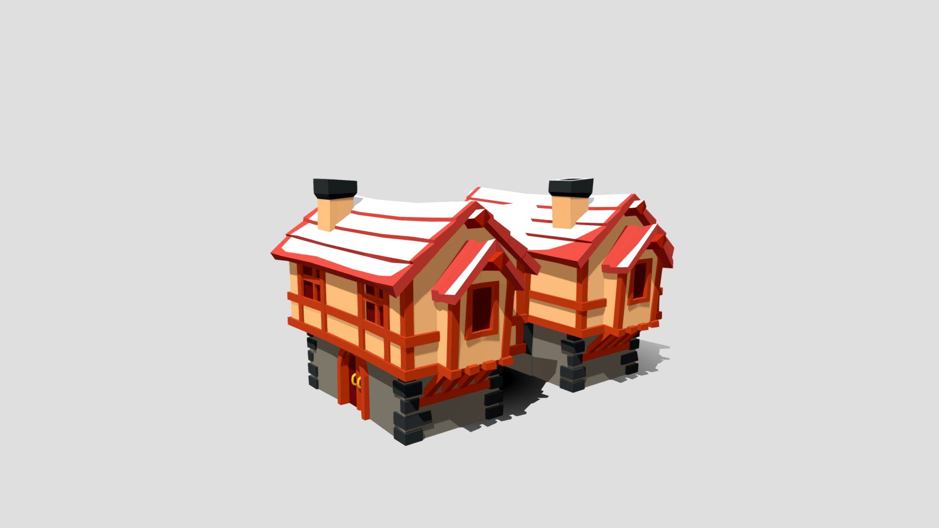 Low poly medieval house 4 3d model