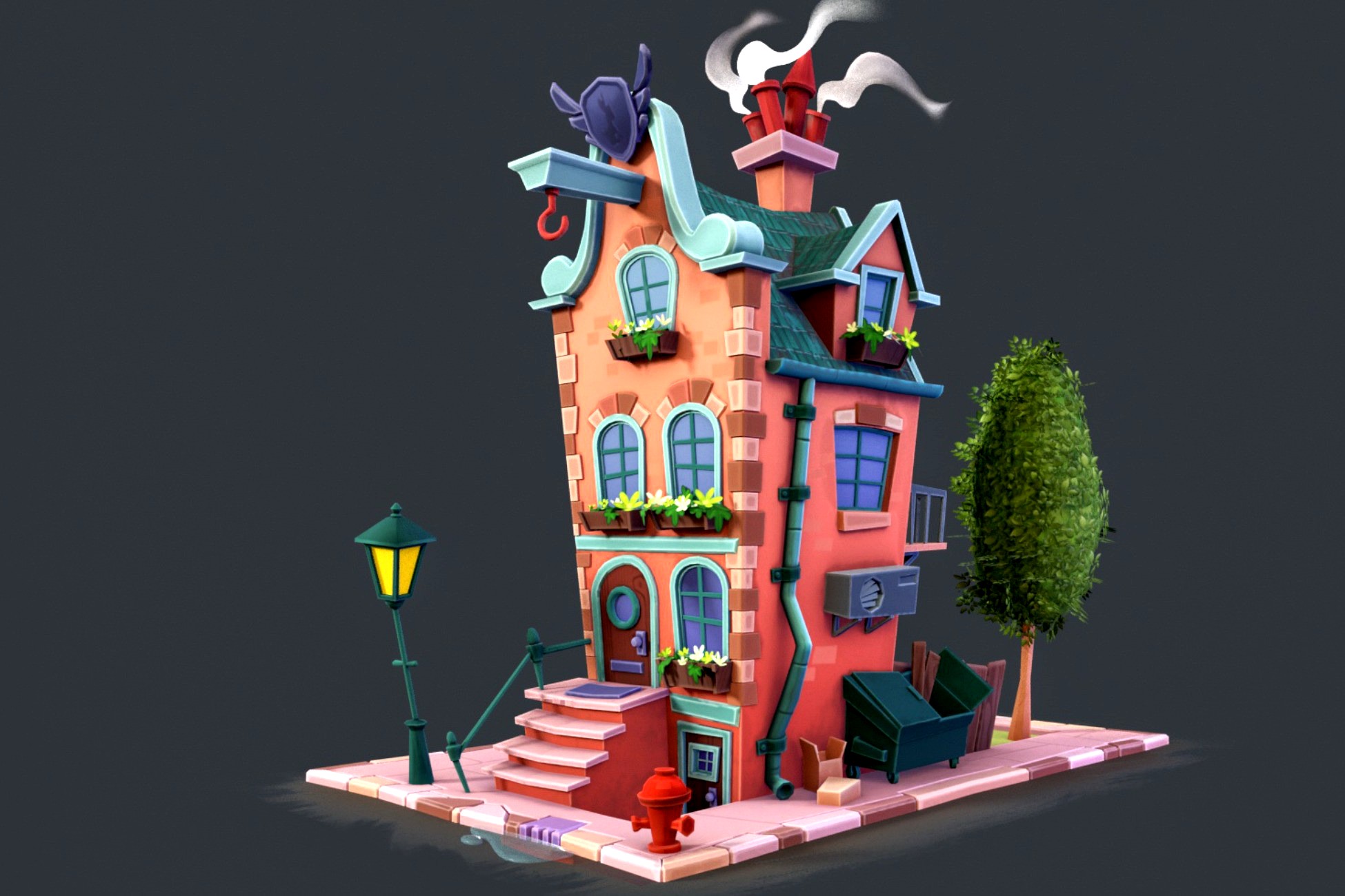 Low Poly Stylized Cartoon House 3d model