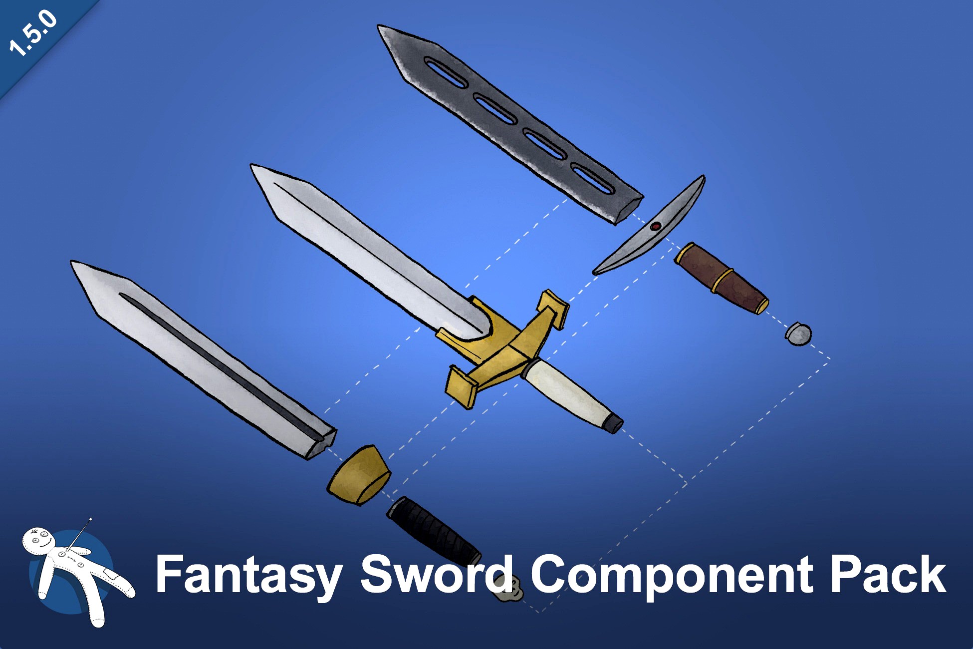 Fantasy Sword Component Pack 3d model