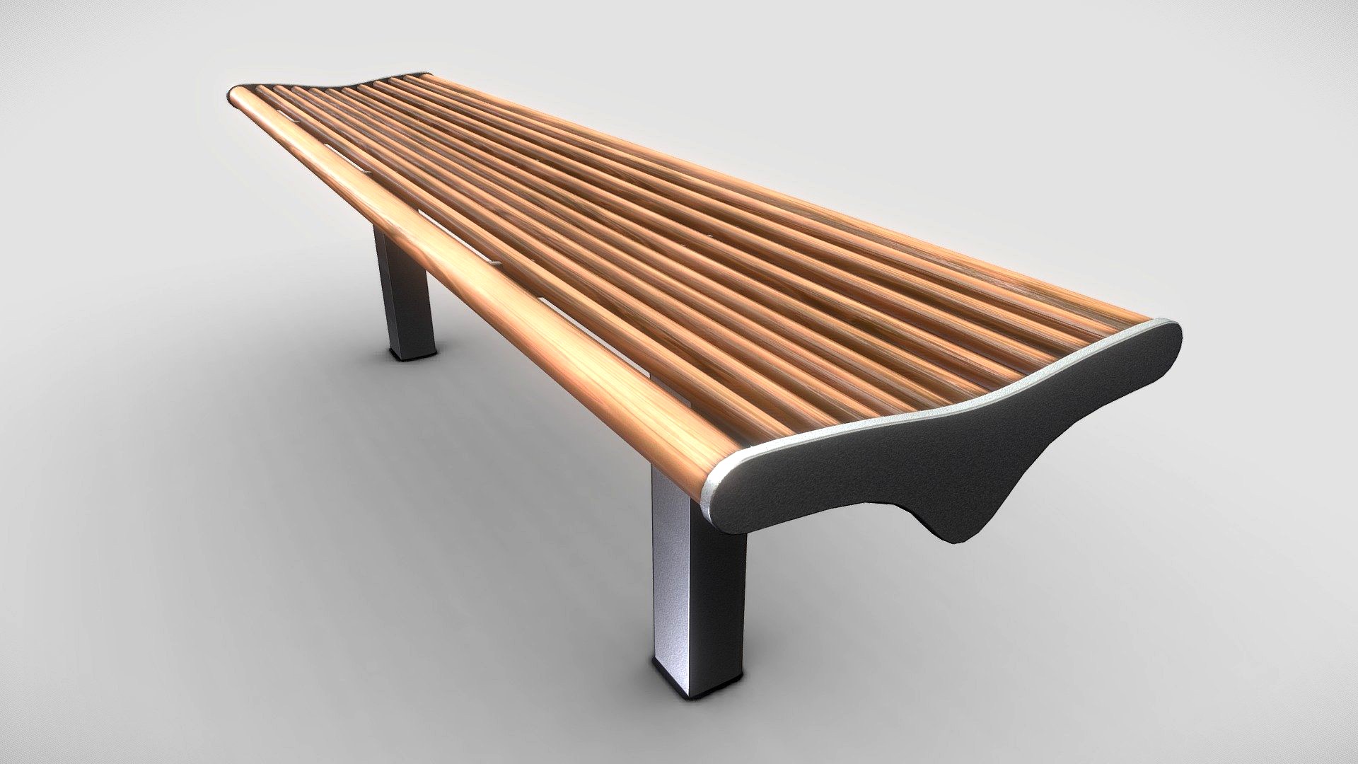 Bench [5] (Low-Poly) (Wood Steel Mixed) 3d model