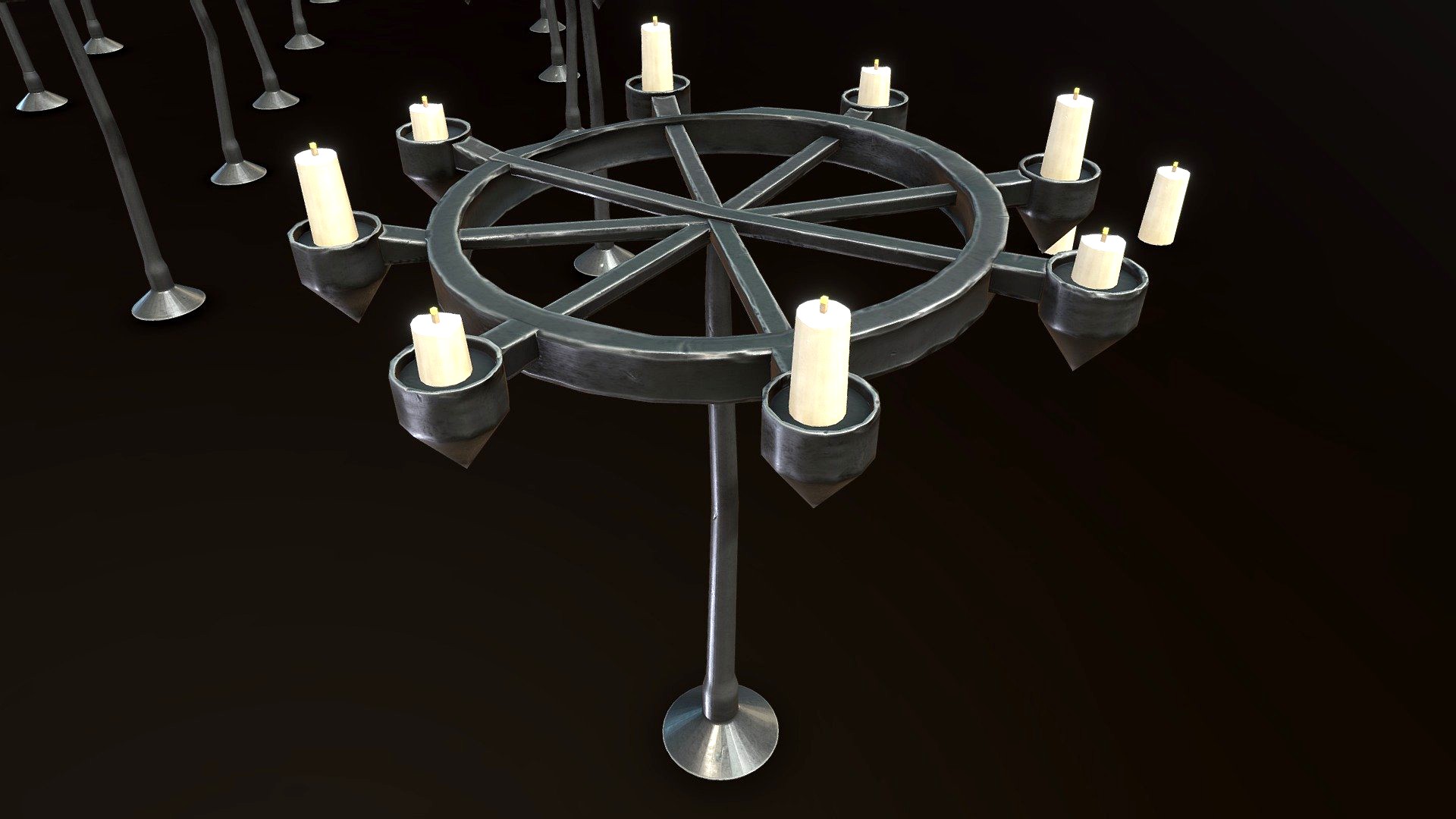 Stylized PBR Candle Holders Pack 3d model