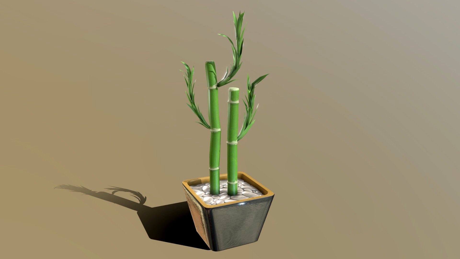 Stylized Bamboo Potted Plant 3d model